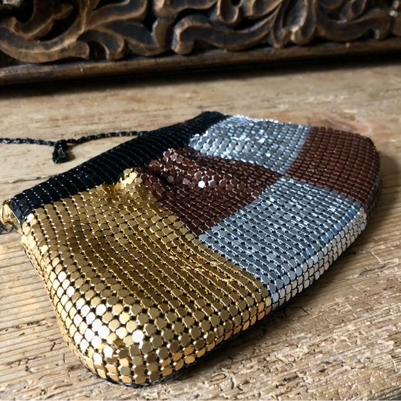 Vintage | Bags | Nwt Vintage Metal Mesh Metallic Color Block Check ...